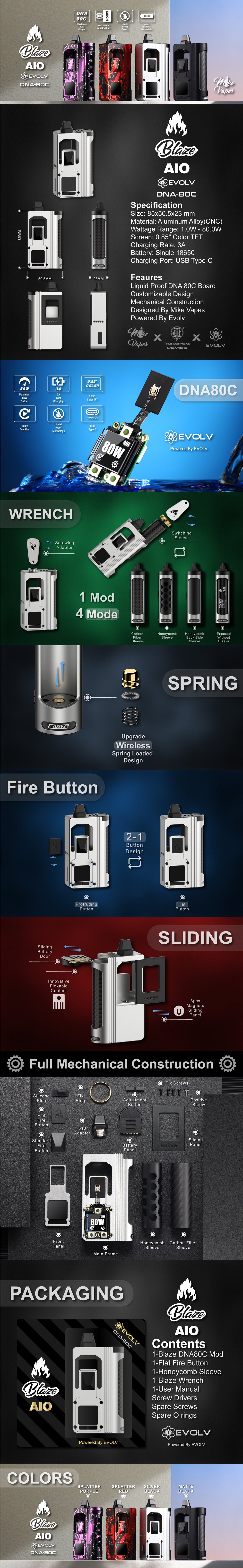 Blaze AIO DNA80C 80W Boro Mod | Design By Mike Vapes × ThunderHead ...
